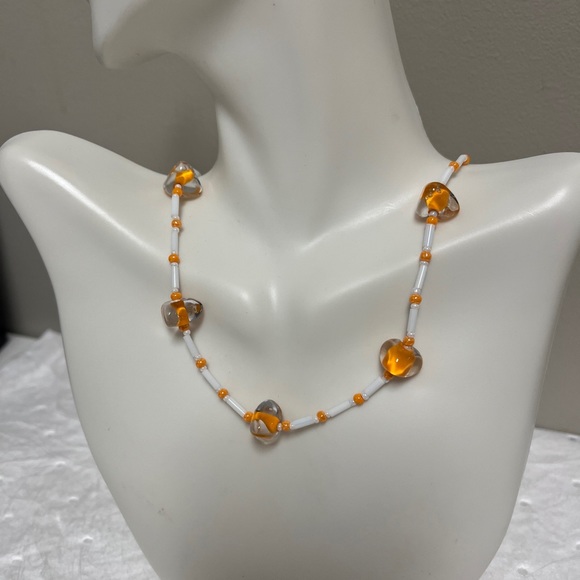 Jewelry | Orange And White Brag Color Silver Plated Necklacegreat ...